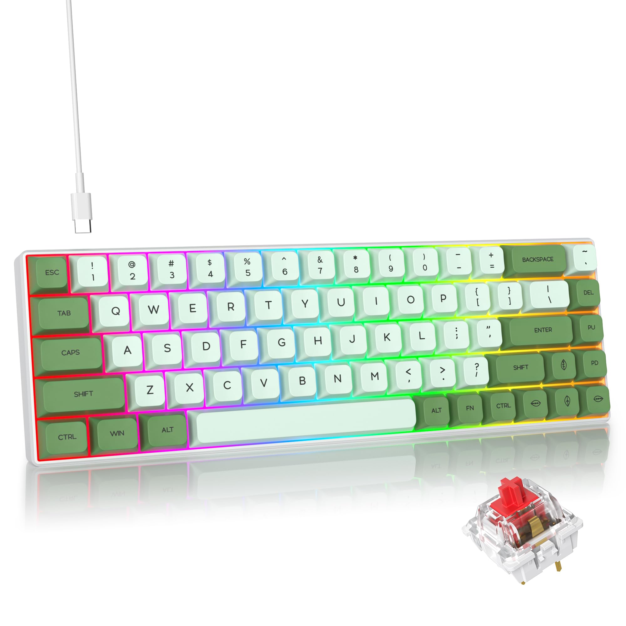 Amazon.com: iRoboosta Green Matcha 65% Percent Small Mechanical ...