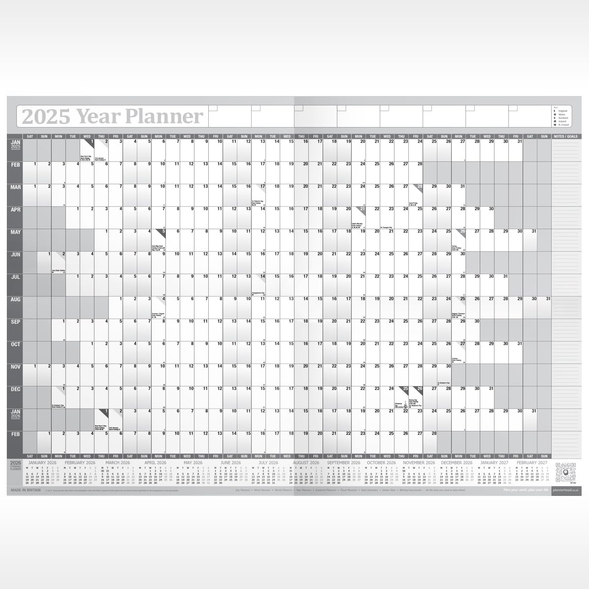 2025 Year Yearly Annual Office Home Wall Planner Calendar Chart Poster ...