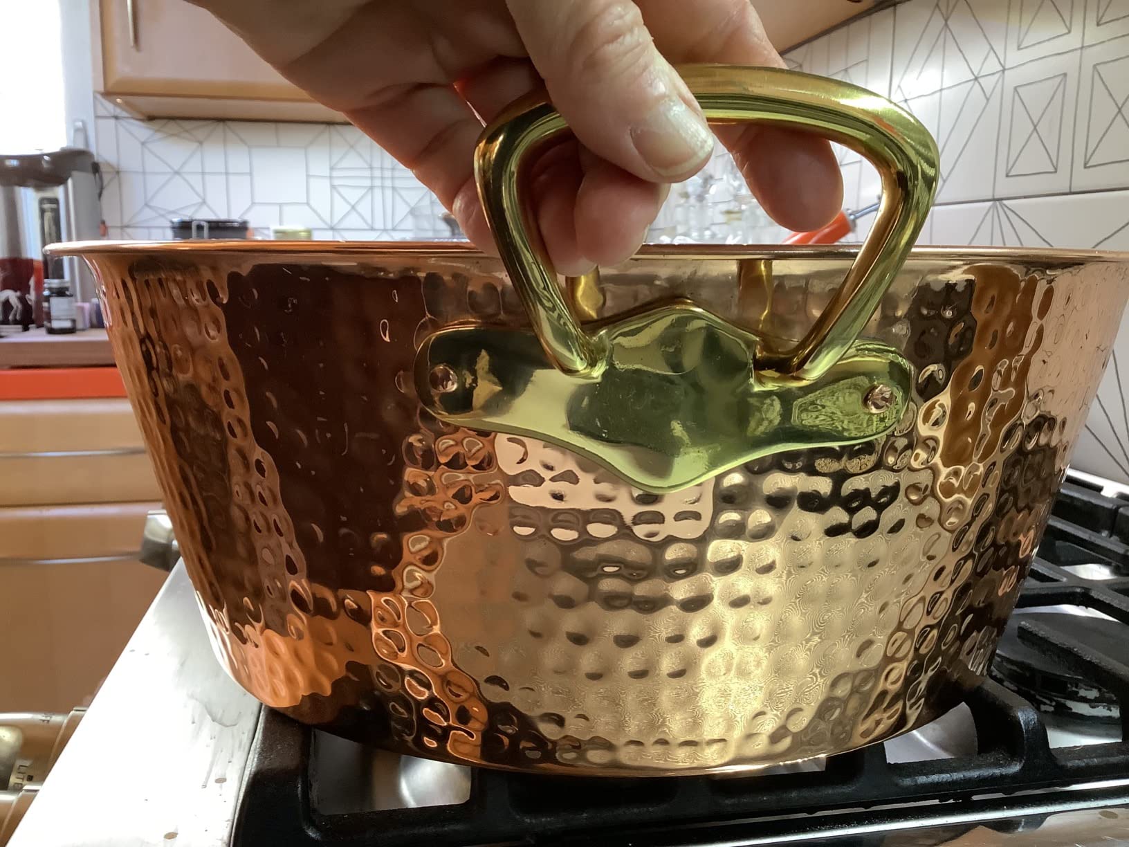 Amazon.com: Hammered Copper Jam Pan – Large Deep Maslin Pot with 2 ...