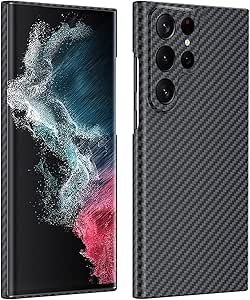 Amazon.com: RIZZ Carbon Fiber Case for Samsung Galaxy S22 Ultra 5g [3D Texture Hand Feel] Slim ...