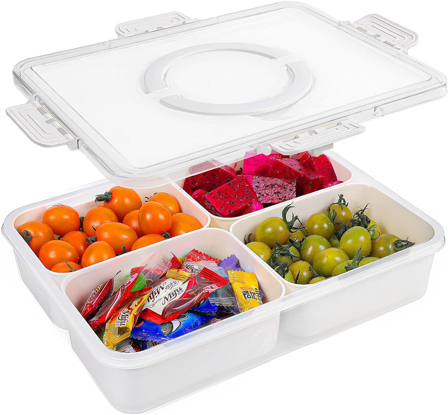Amazon.com | Dishwasher Safe Snackle Box Container, Divided Snack Tray ...
