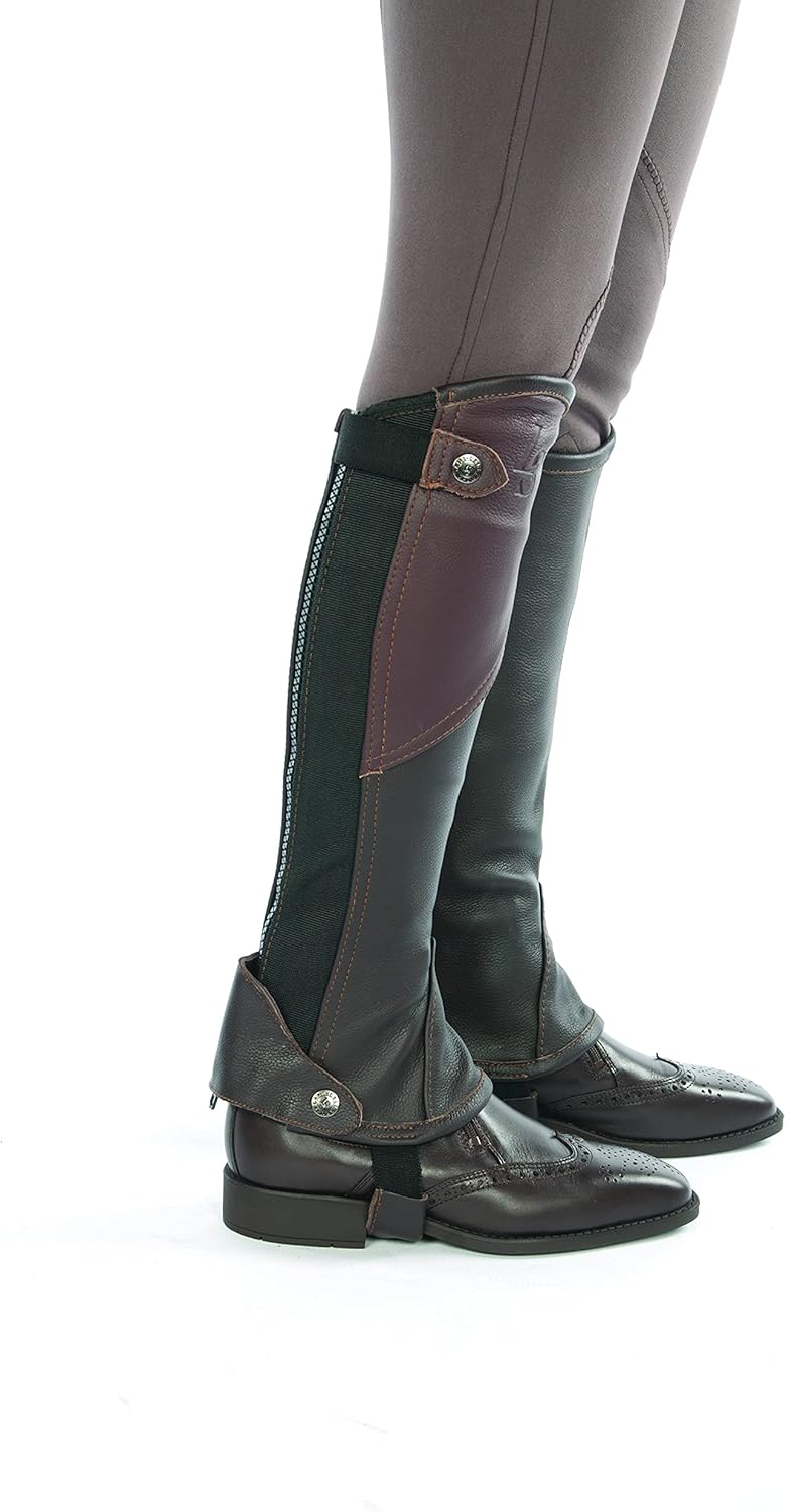 Amazon.com : Lami-Cell Adult Leather Mini Chaps L Dark Brown : Sports ...