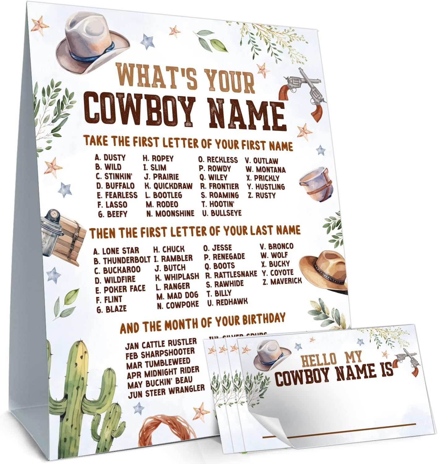 Amazon.com: Cowboy Birthday Party Game, What’s Your Cowboy Name Game ...