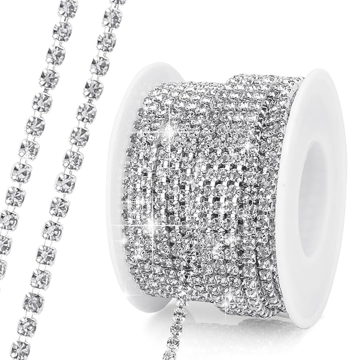 Amazon.com: Rhinestone Chain, 10Yard 3mm Silver Rhinestone Trim ...