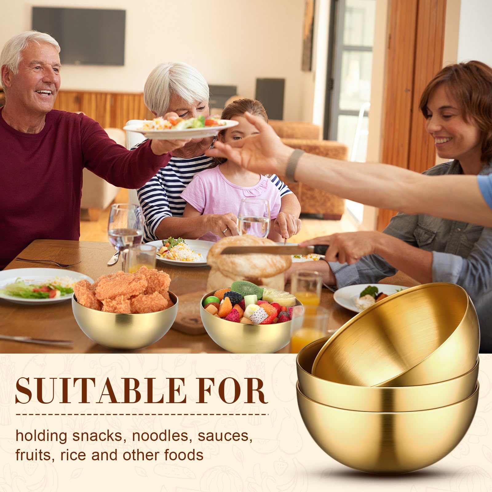 Snapklik.com : Nuogo 6 Pcs Gold Mixing Bowls Stainless Steel Mixing ...