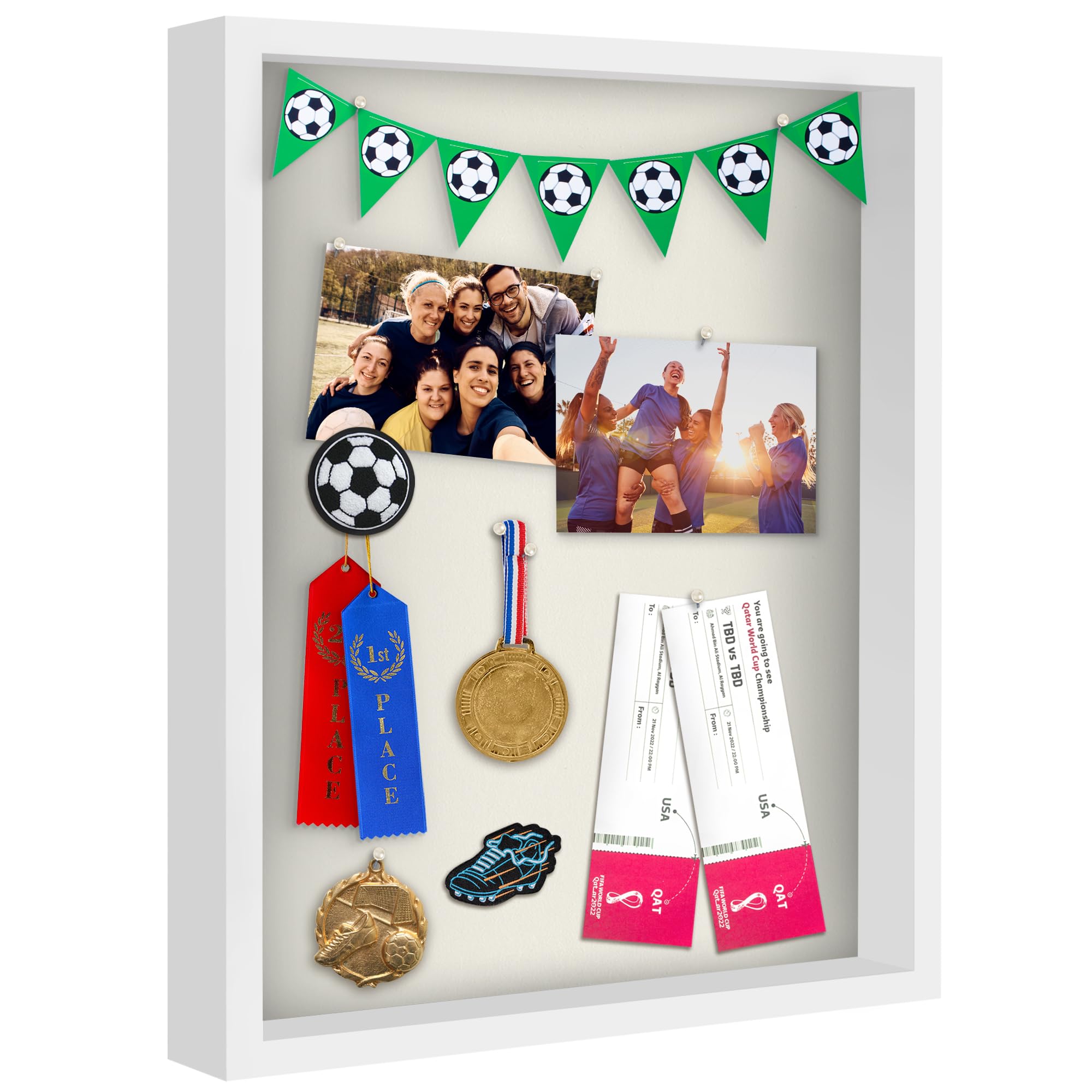 Americanflat 16x20 Shadow Box Frame in White with Soft Linen Back ...