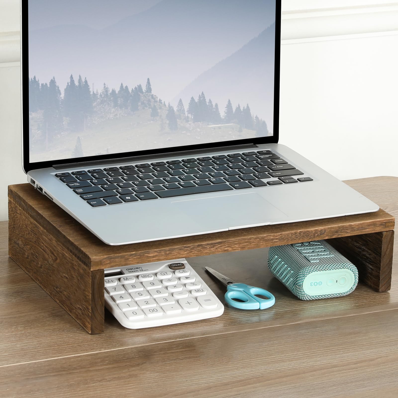 Snapklik.com : Solid Wood Monitor Stand Riser, 14.2 Inch Monitor Riser ...