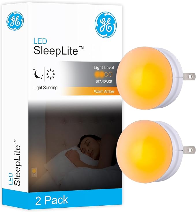 GE SleepLite LED Night Light, 2 Pack, Dusk-to-Dawn Sensor, Sleep Light ...