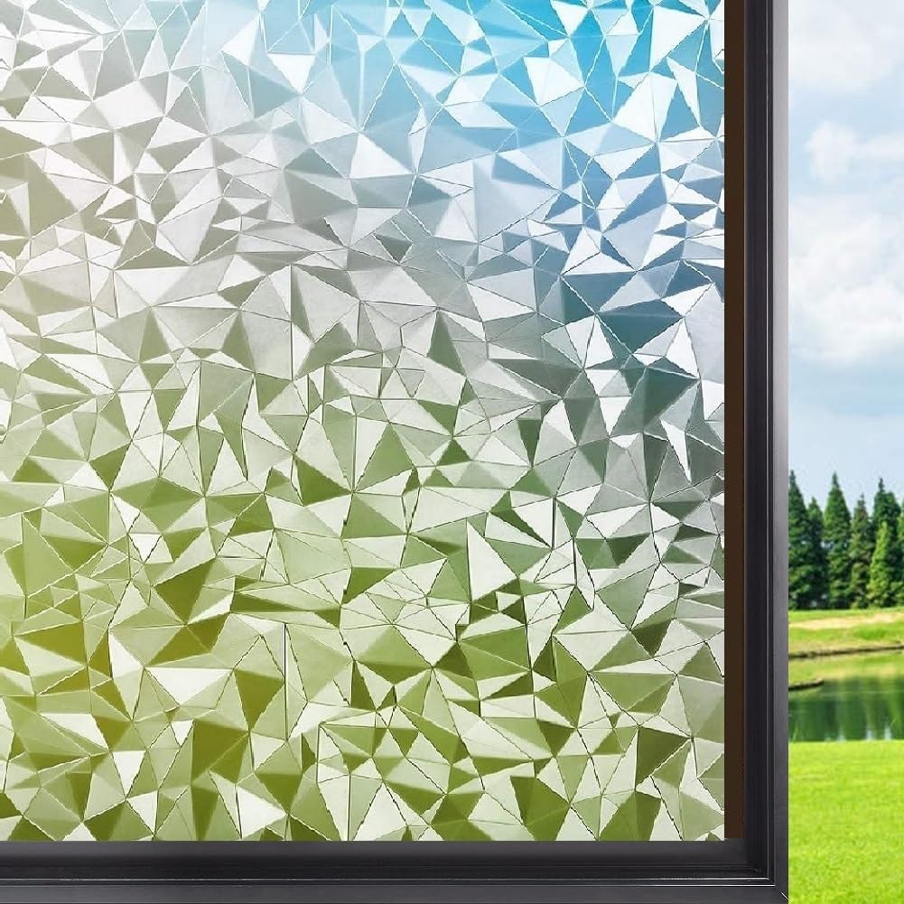 Buy GREEWELT Vinyl Sea Blue Flower Window Self Adhesive Peel and Stick ...