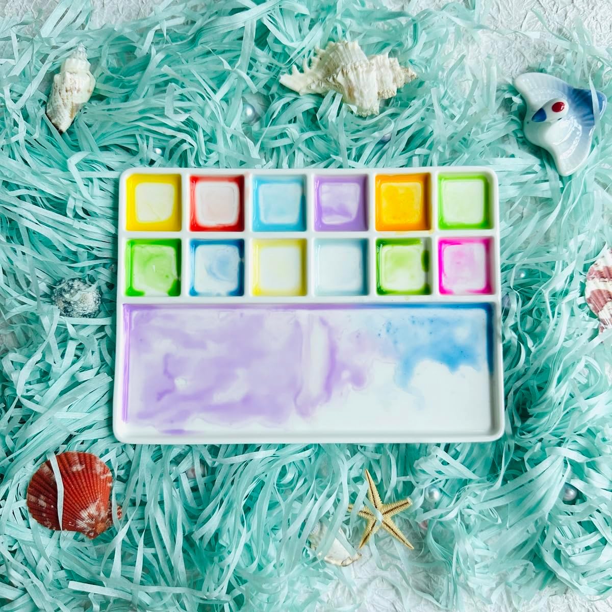 Amazon.com: 12Well Ceramic Paint Palette,Porcelain Watercolor Palette ...