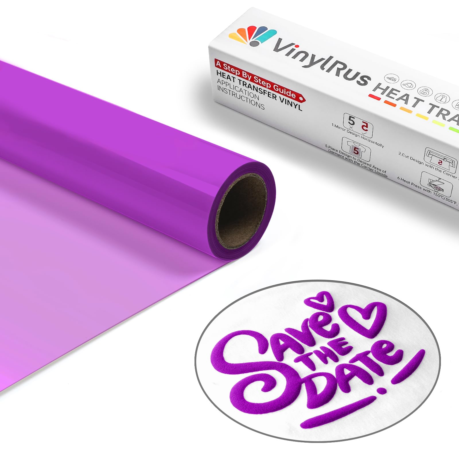 Amazon.com: VinylRus Puff Vinyl Heat Transfer -12” x 6ft Purple Puffy ...
