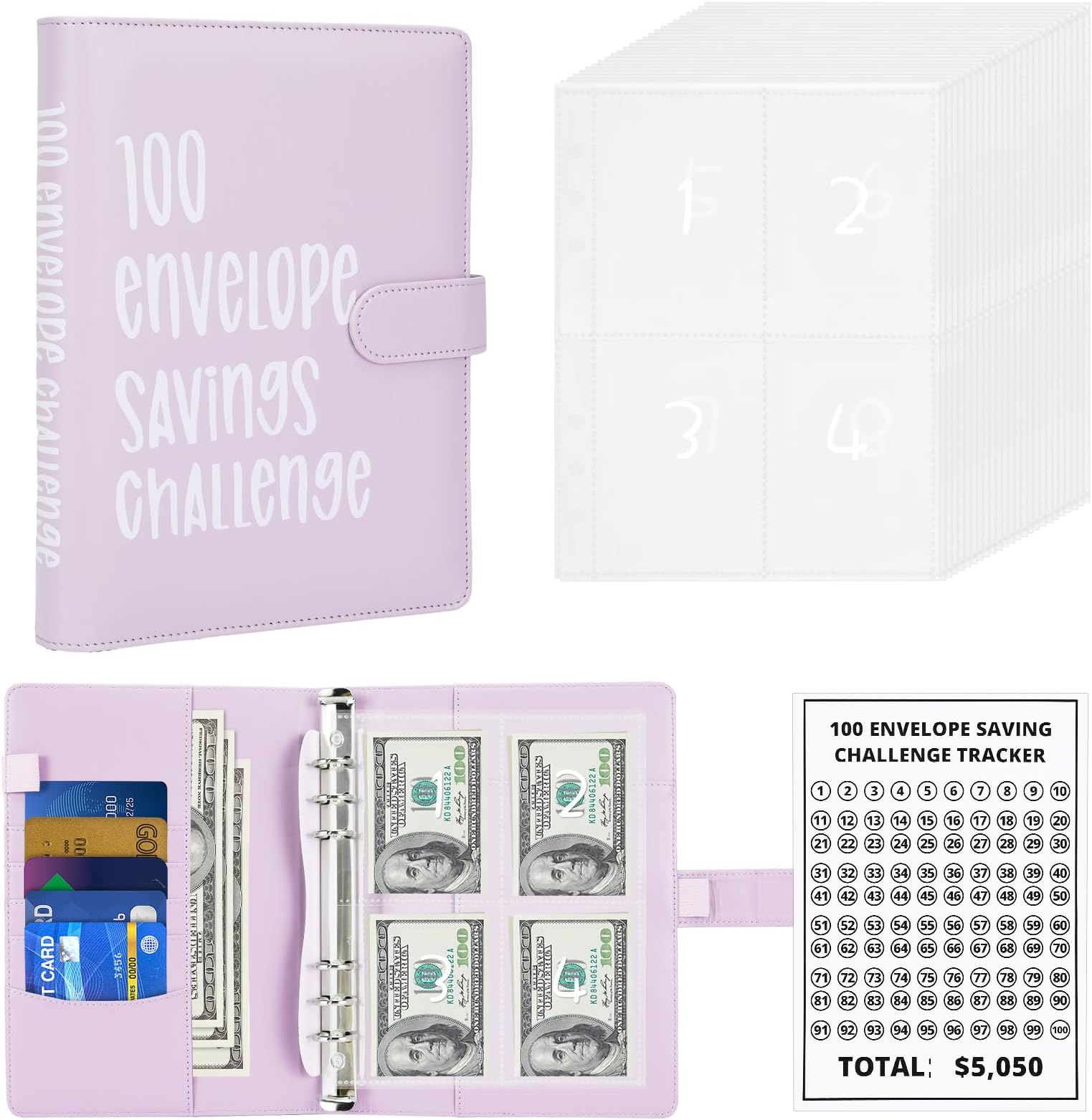 Amazon.com: 100 Envelopes Money Saving Challenge, 100 Envelope ...