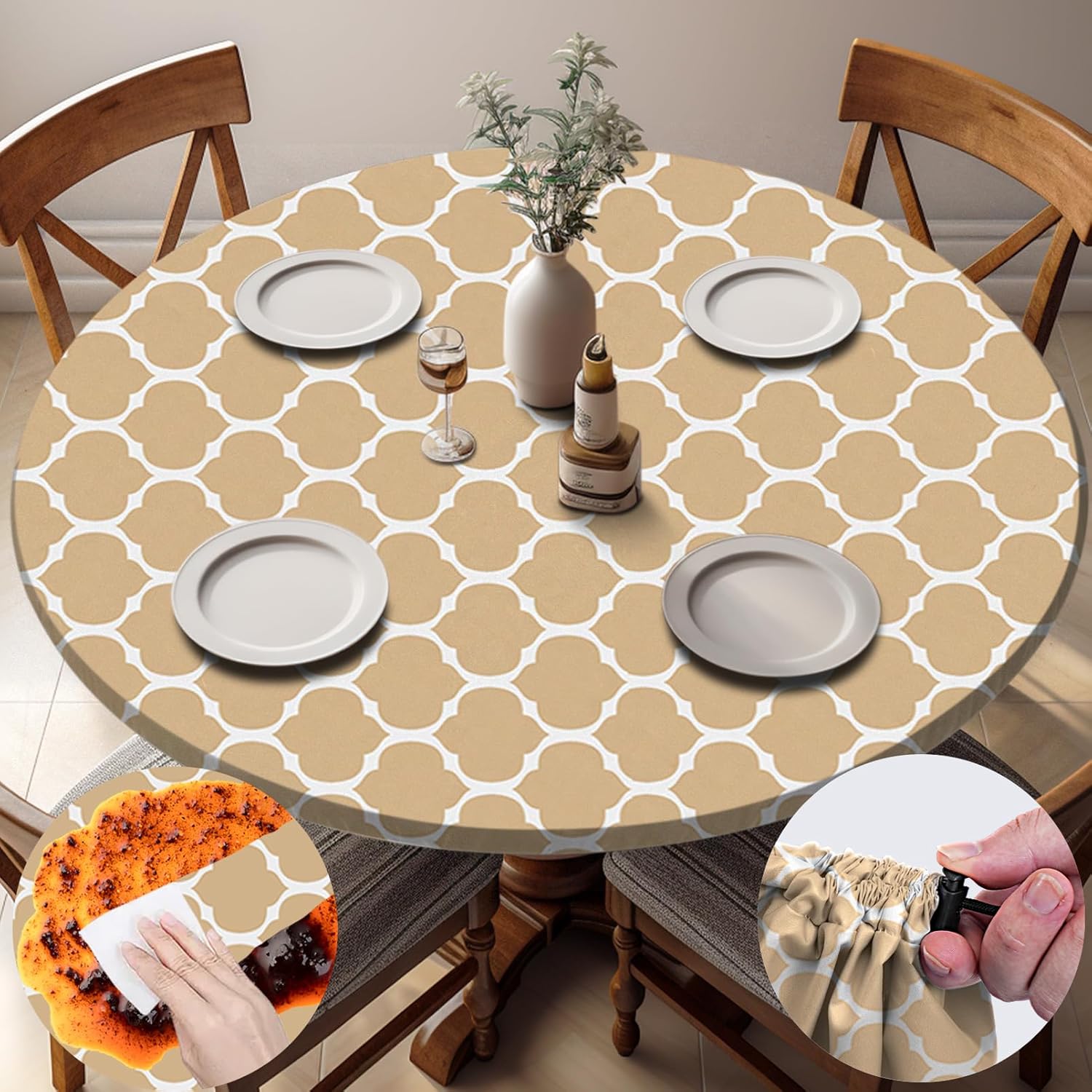 Amazon.com : opstellen Fitted Round Tablecloth Weather Proof Table ...