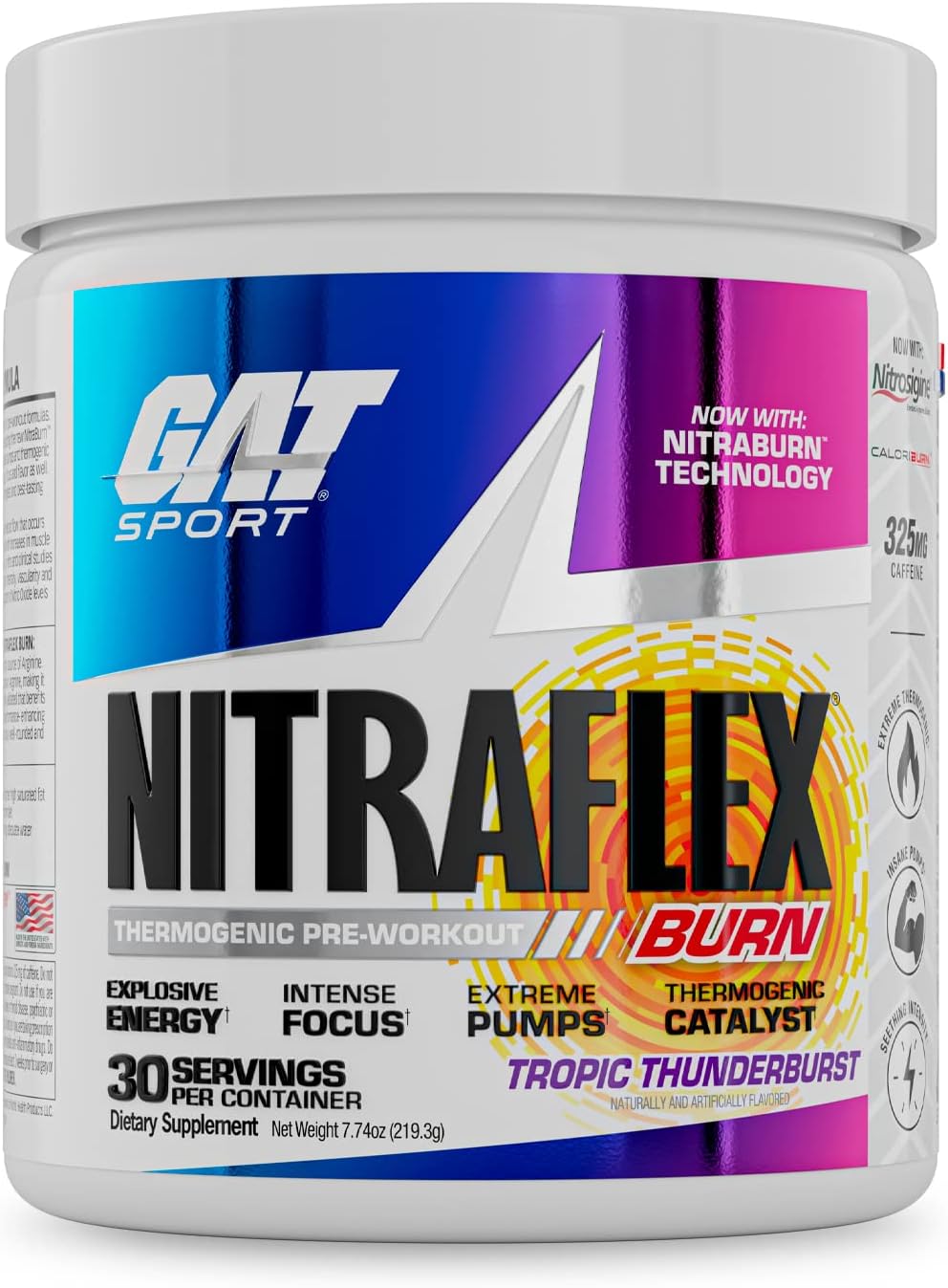 Amazon.com: GAT SPORT NITRAFLEX Burn, Pre Workout Thermogenic Powder ...