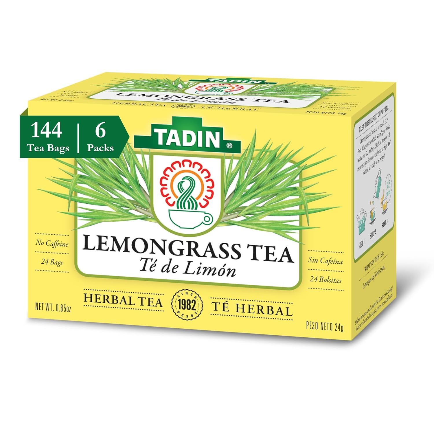 Amazon.com : Tadin Lemongrass Herbal Tea, Caffeine Free, 24 Tea Bags ...