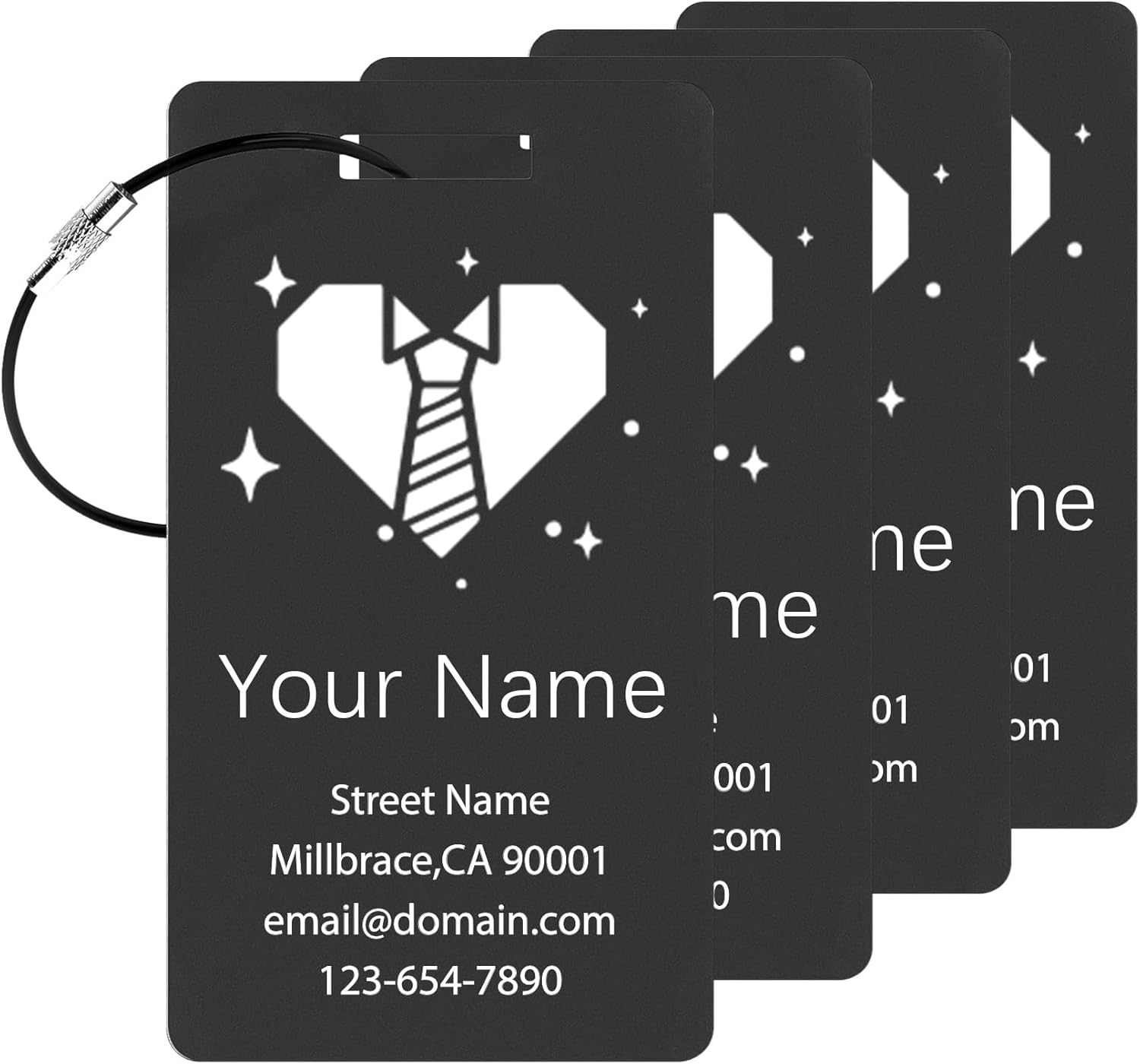 Amazon.com | 4 Pack Personalized Luggage Tags, Custom Engraved Aluminum Luggage Tags with Your ...