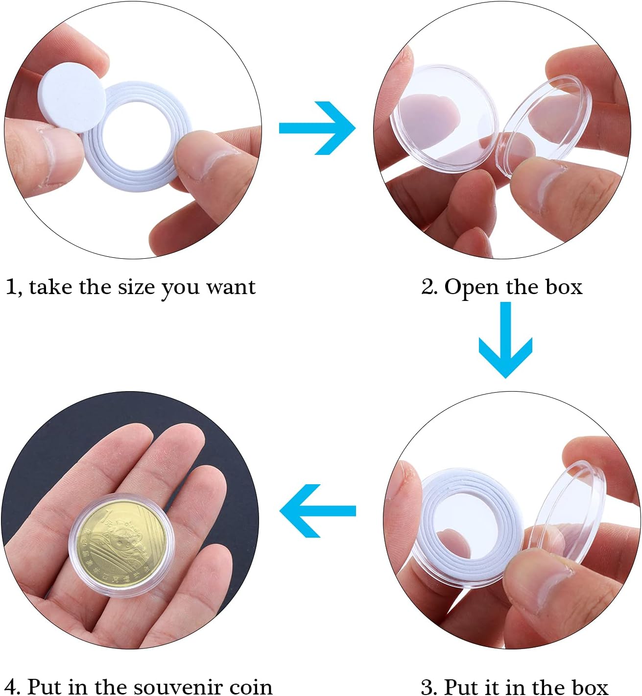 Fippy 100 PCS Coin Holder Case Round Coin Capsules with Wooden Coin ...