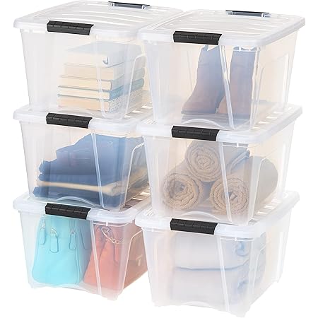 Amazon.com: Citylife 6 Packs 32 QT Plastic Storage Bins with Lids Large ...
