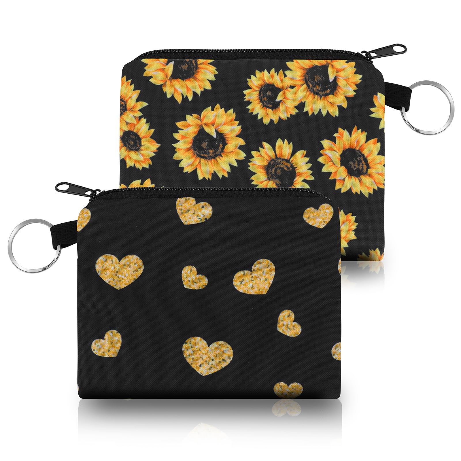 Amazon.com: WLLHYF 2 Pcs Zipper Change Bag Sunflower Coin Bag Cartoon ...