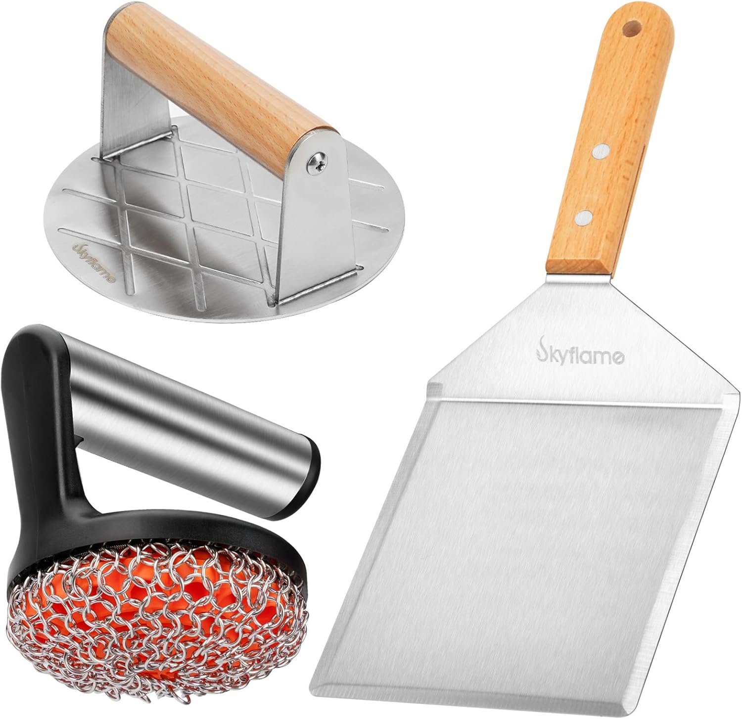 Amazon.com : Skyflame 3-in-1 Smashed Burger Kit, Stainless Steel Burger ...