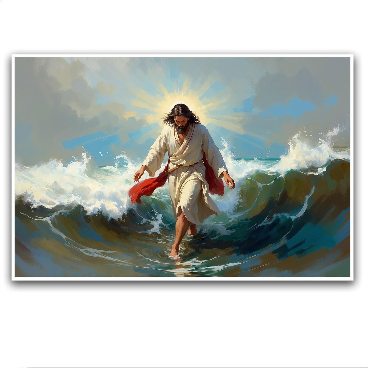 Amazon.com: Christian murals jesus on the waves christian art jesus ...