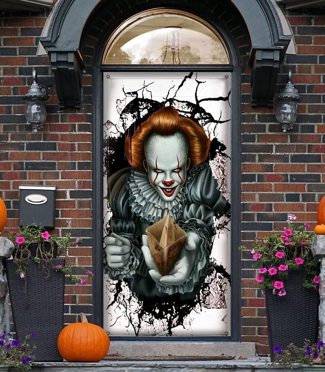 Amazon.com: Scary Halloween Door Decorations Joker Clown Halloween ...
