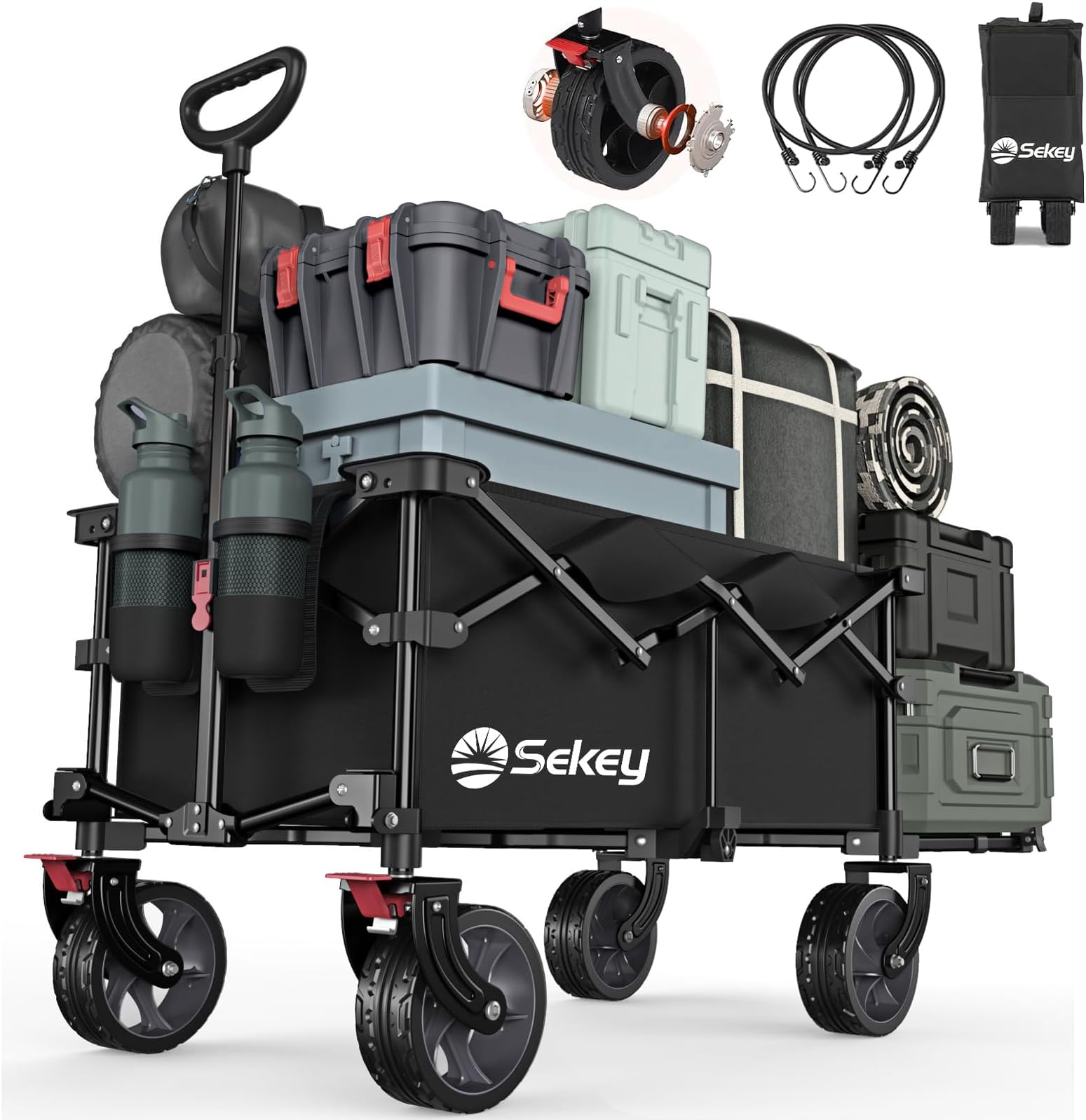 Amazon.co.jp: NEKOU アウトドアワゴン キャリーワゴン テーブル付き キャリーカート 長物対応120L 耐荷重 120kg ...