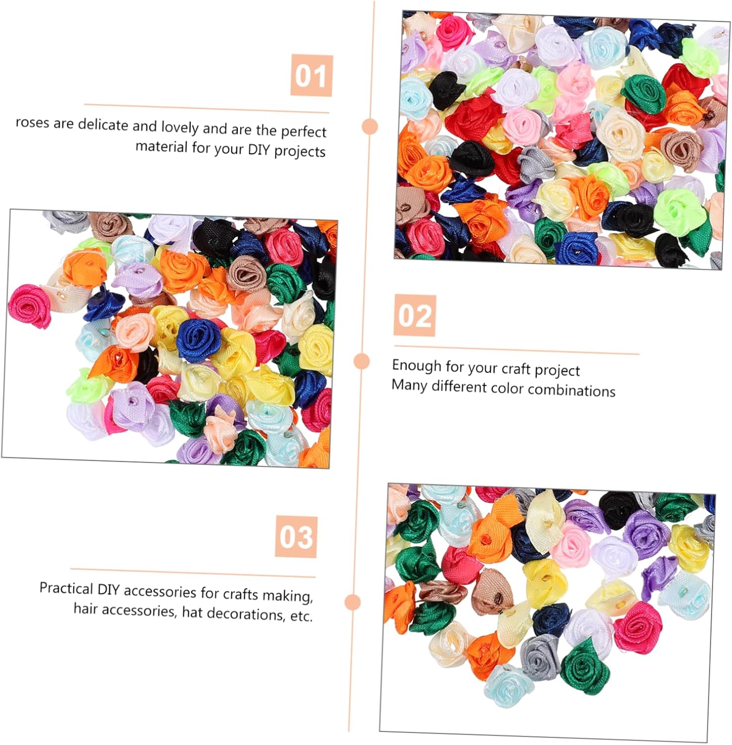 SEWACC 600 piezas de imitación de cabeza de rosa mini cinta flor mini ...