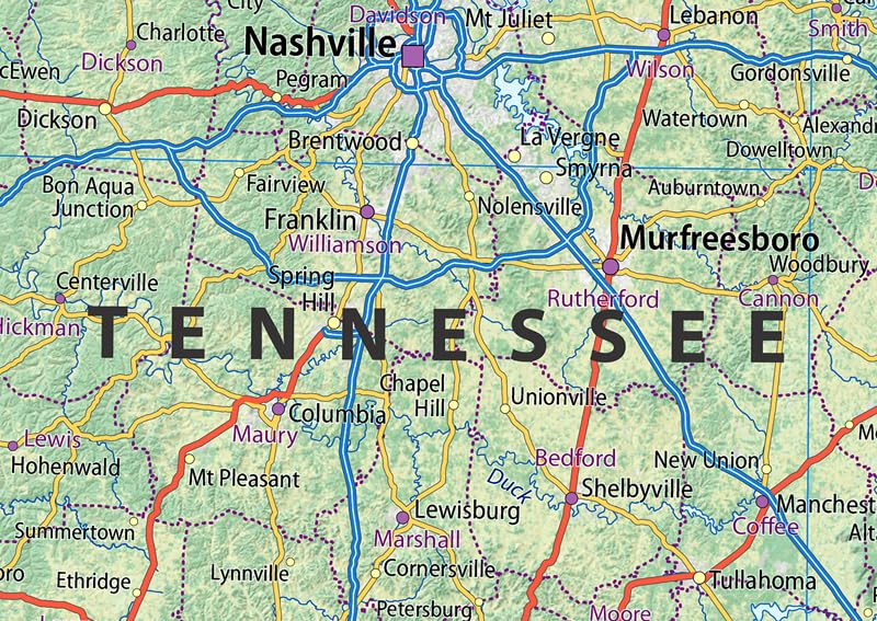 Large Map Of Tennessee State