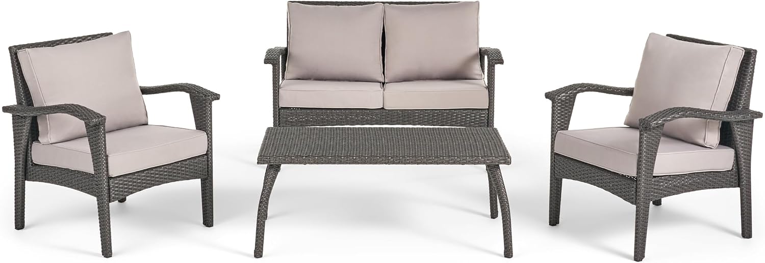 Amazon.com: Christopher Knight Home Honolulu Outdoor Wicker Seating Set ...