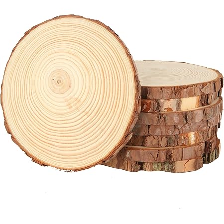 ilauke Natural Wood Slices 8 Pcs 16-17cm Circle Wooden Discs Unfinished ...