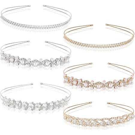 Amazon.com : 5 Pieces Rhinestones Wedding Headbands Flower Leaves Crown ...