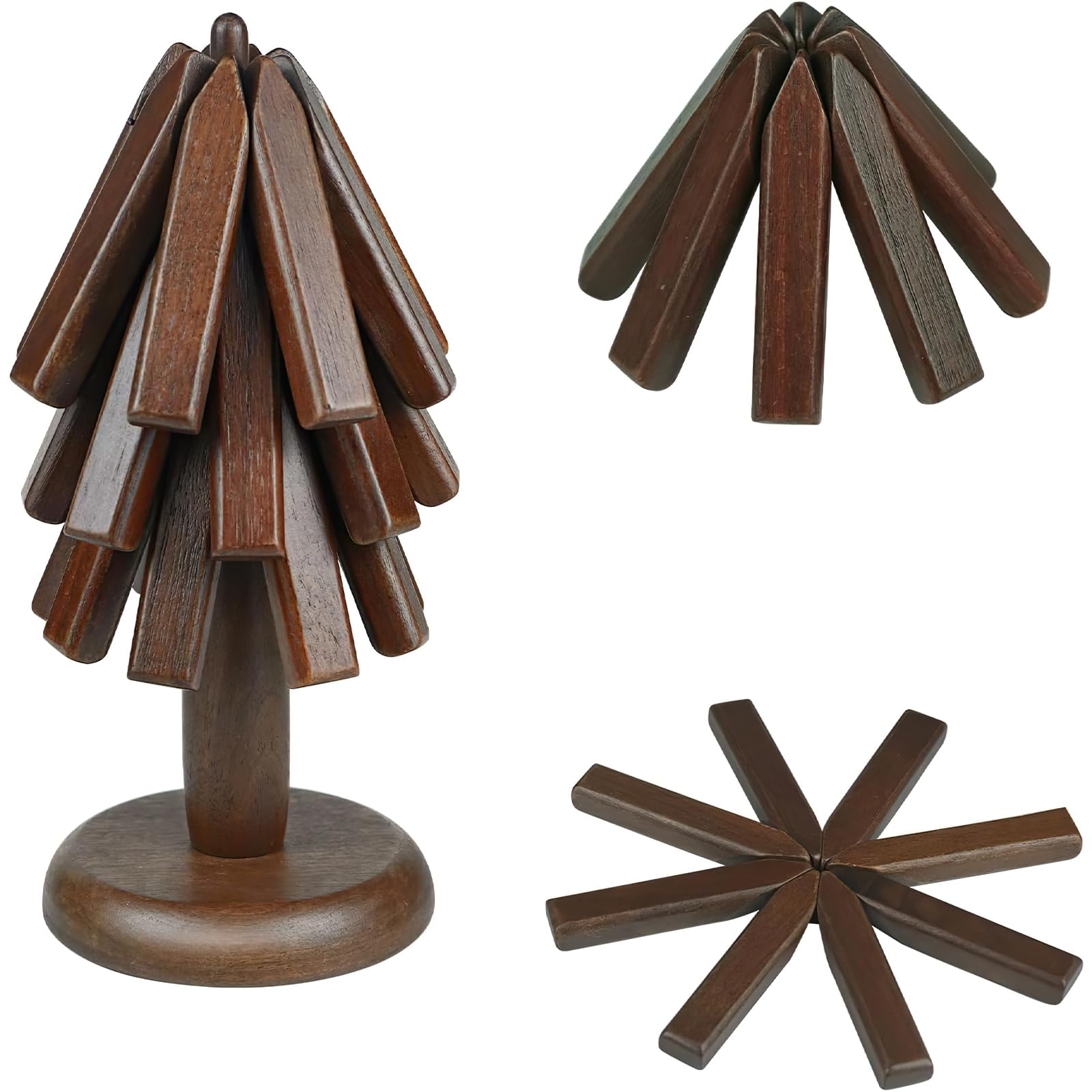 Wooden Trivets Set for Hot Dishes, Hot Pots and Pans, Trivet Tree Made ...