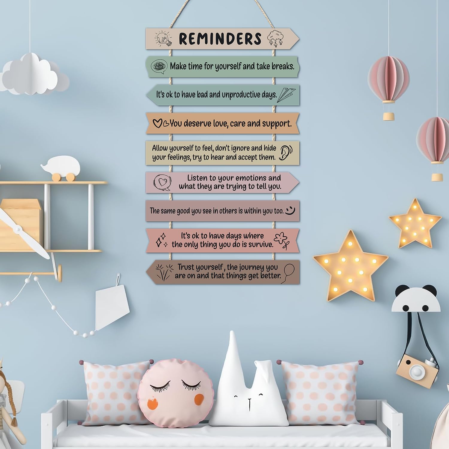 Snapklik.com : Positive Affirmations Wooden Hanging Wall Decor Mental ...
