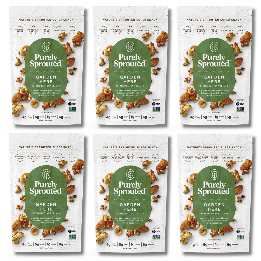 Amazon.com: Purely Sprouted Garden Herb Snack Mix: Vegan, Gluten-Free ...