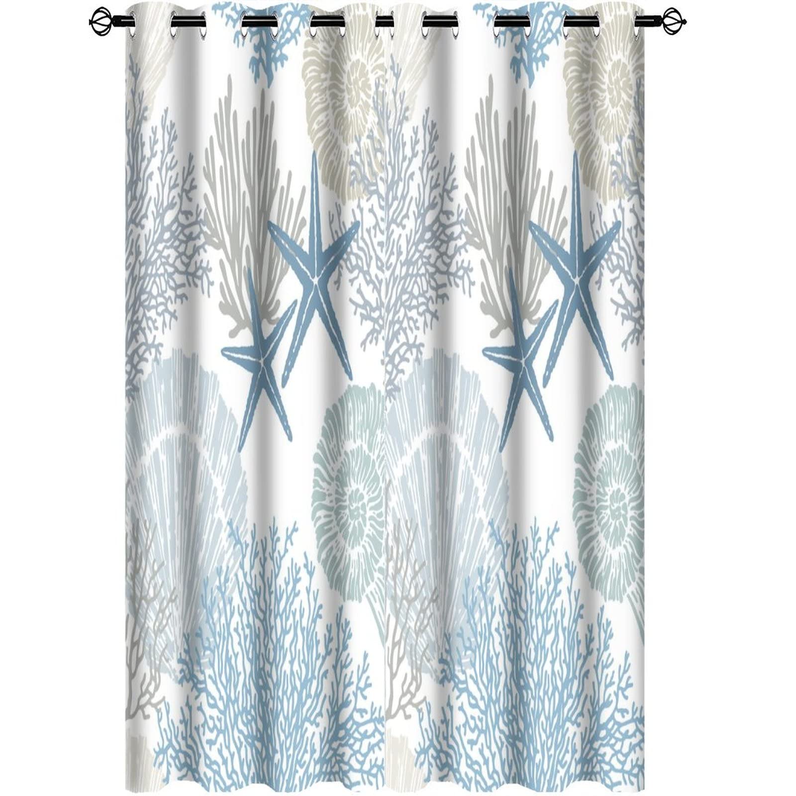 Amazon.com: Llylumty Nautical Curtains,Coastal Starfish Watercolor ...