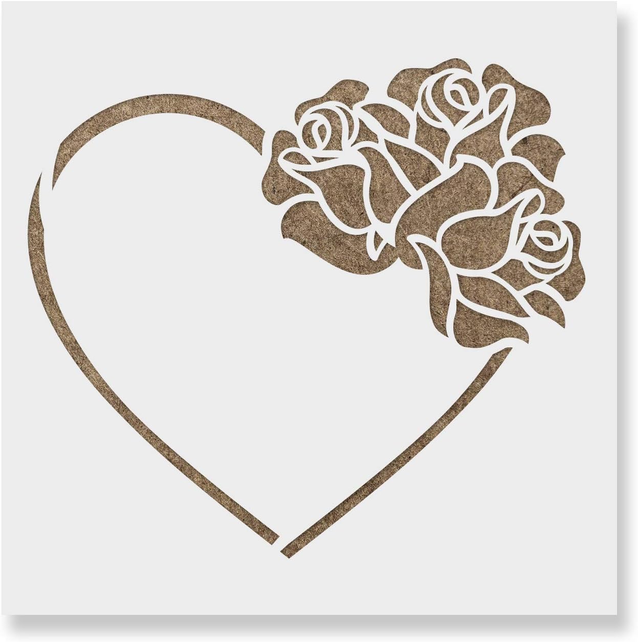 Amazon.com : Heart with Roses Stencil - Girly Stencil, Love Stencil ...