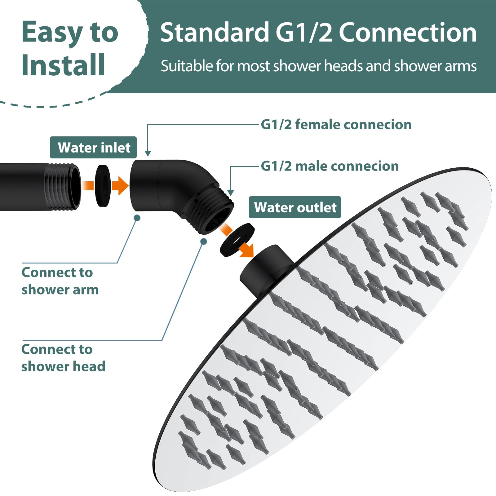 Snapklik.com : 45 Degree Metal Shower Head Adapter Handheld Shower Arm ...