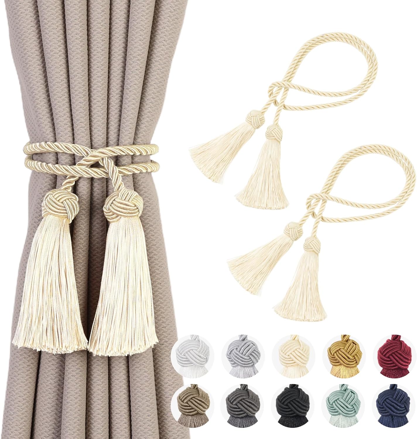 Amazon.com: 2 Pack Curtain Tiebacks Curtains Tie Back with Tassels ...