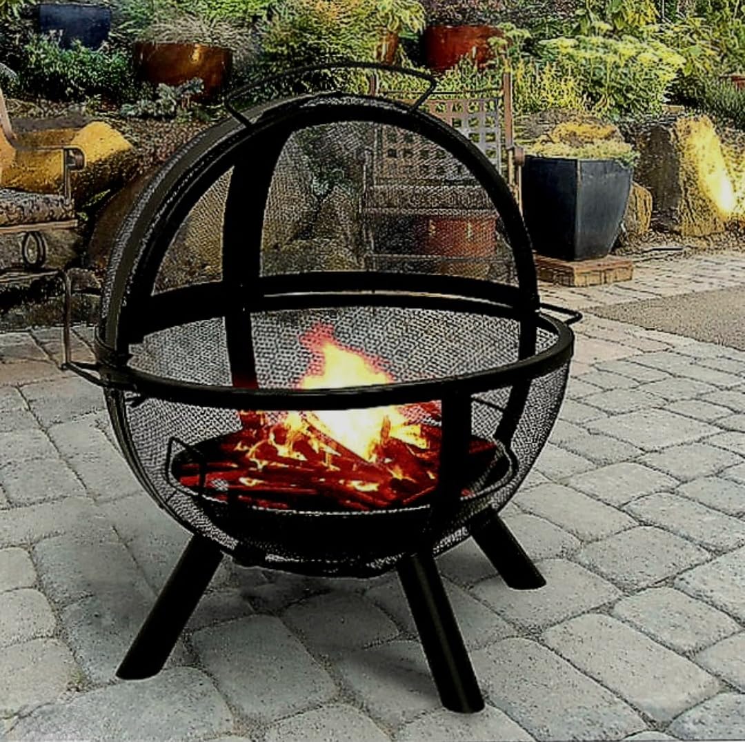 $23/mo - Finance Ikuby Ball of Fire Pit 35" Outdoor fire with BBQ Grill ...