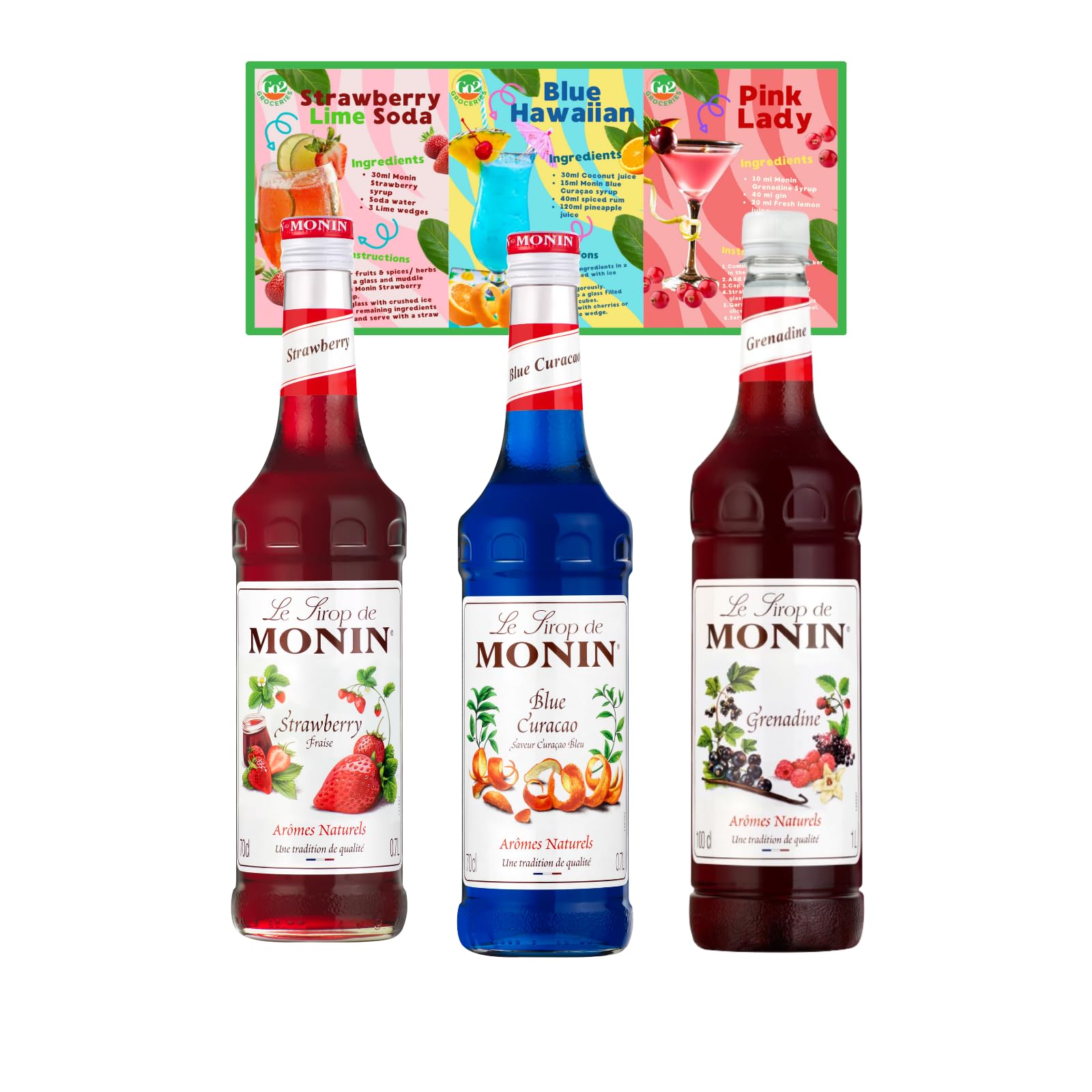 Go2 Groceries Flavoured Syrup Bundle Contains Monin Premium Strawberry ...