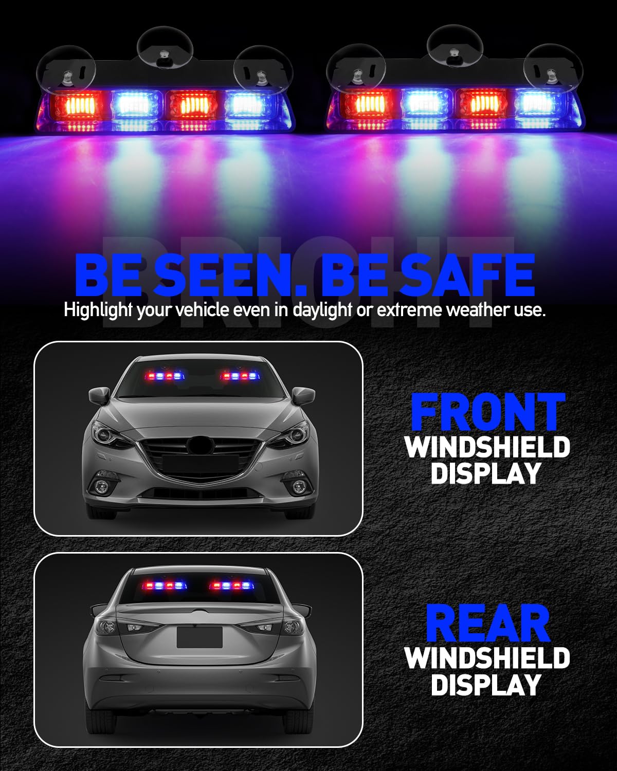 Snapklik.com : HLauto 2002L Emergency Dash Strobe Lights: Red Blue ...