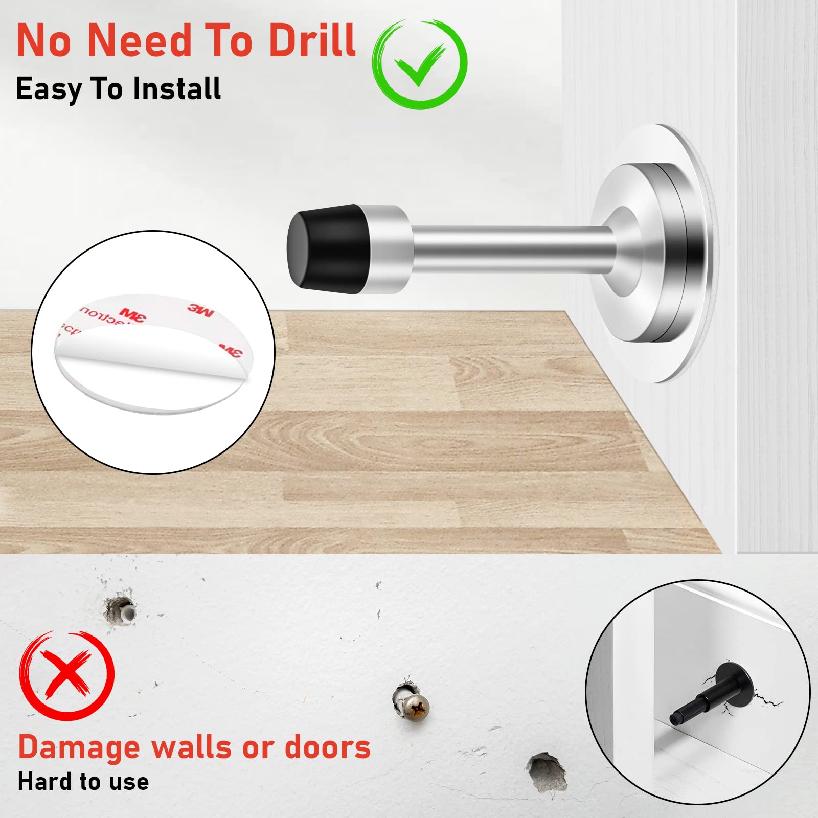 Snapklik.com : Door Stoppers 3.5 Inch Self Adhesive Door Stops For ...