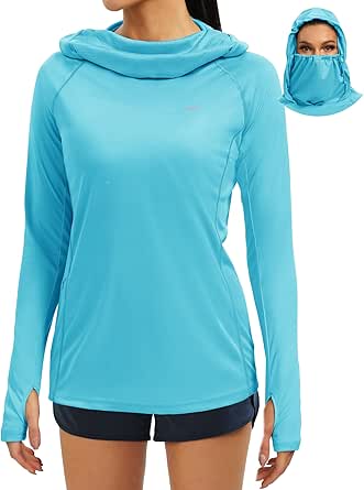 IUGA SPF Shirt Women Sun Protection Clothing UPF 50+ Hoodie with Face Cover UV Hiking Long ...