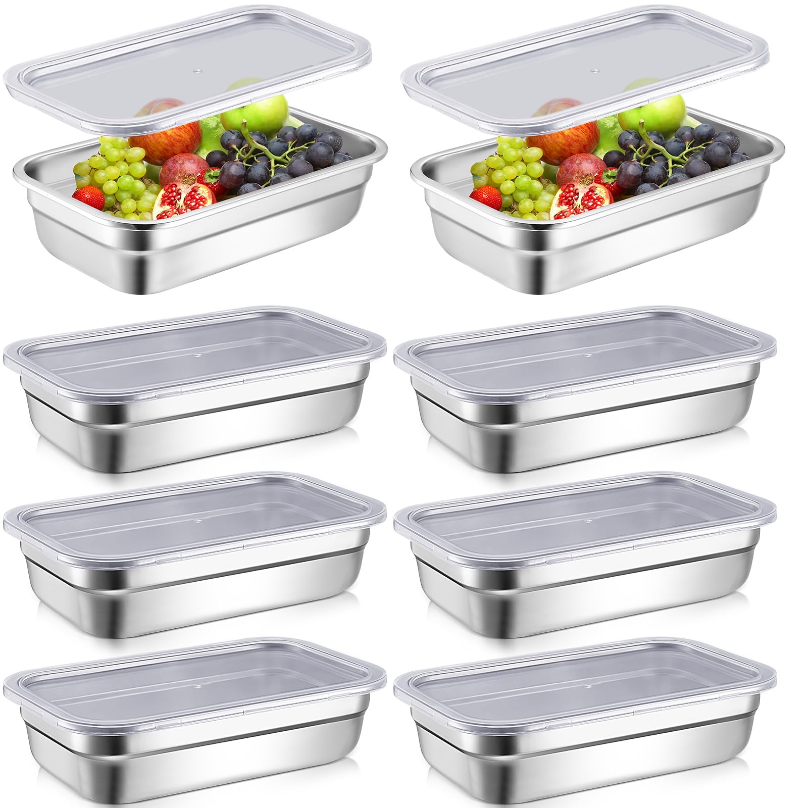 Amazon.com: Suttmin 8 Pcs Hotel Pan with PP Plastic Lid Steam Table Pan ...
