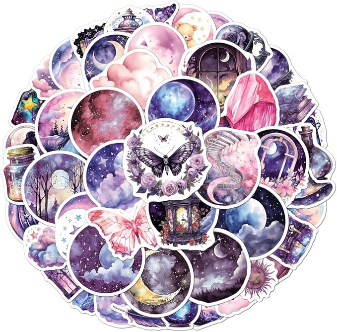 Amazon.com: DEFATANO Pack 50 Pcs Witch Midnight Magic Moon Stickers for ...