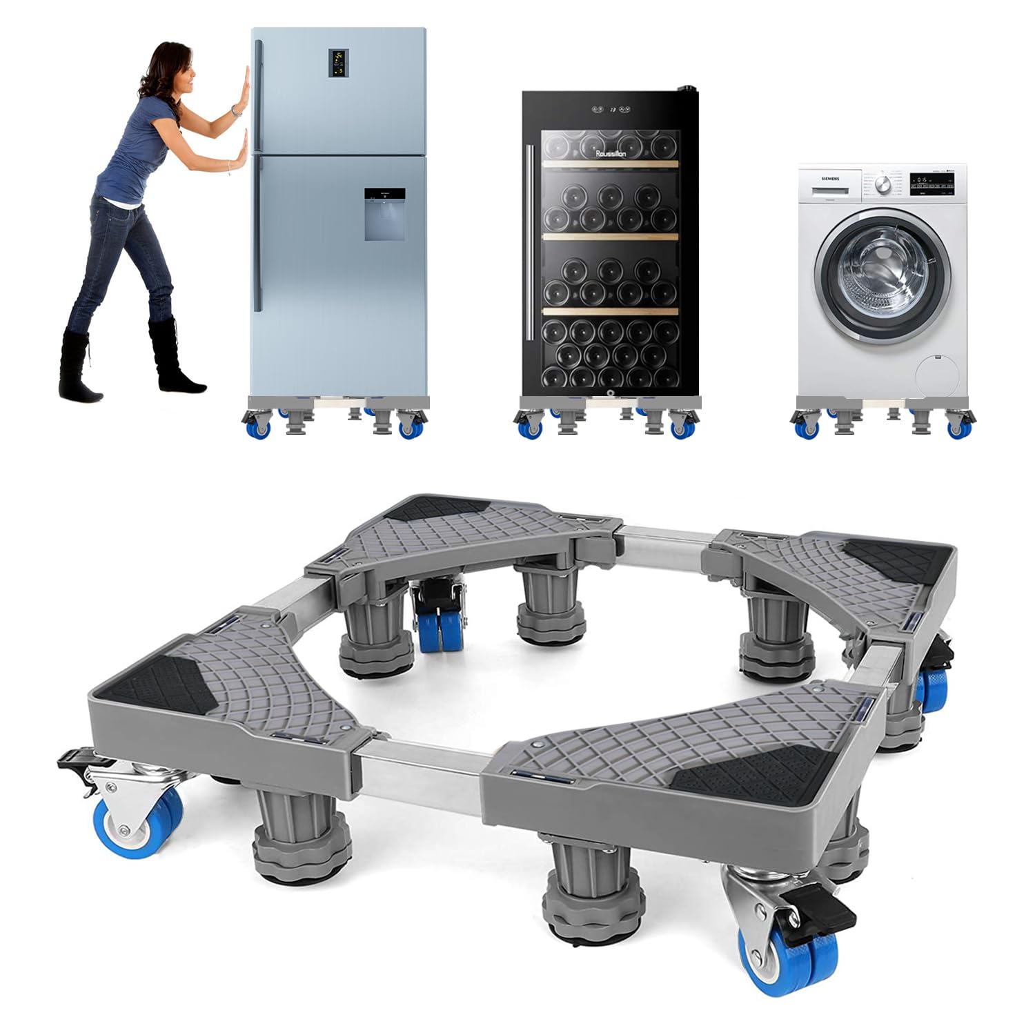 Amazon.com: Mini Fridge Stand with 8 Strong Feet and 4 Rollers ...