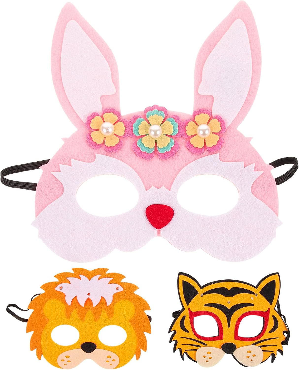 Amazon.com: LOGOFUN 3pcs Felt Animal Mask for Kids Tiger Lion Rabbit ...