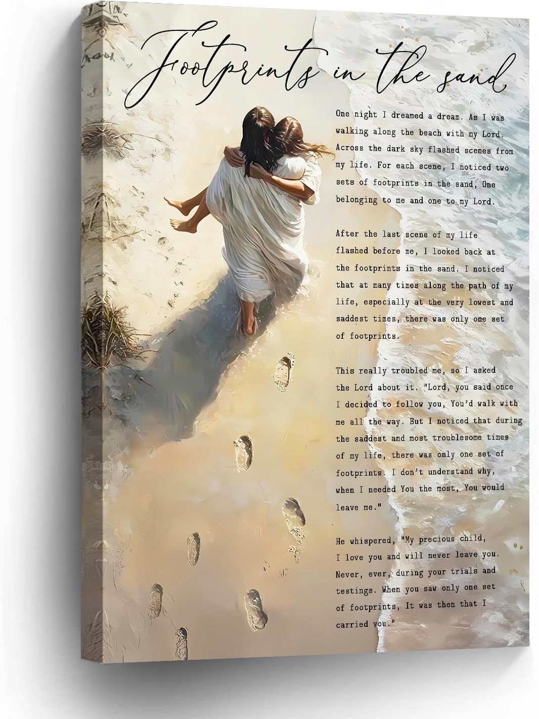 Amazon.com: Wufdnvjkn Footprints in the Sand Wall Art Jesus Christian ...