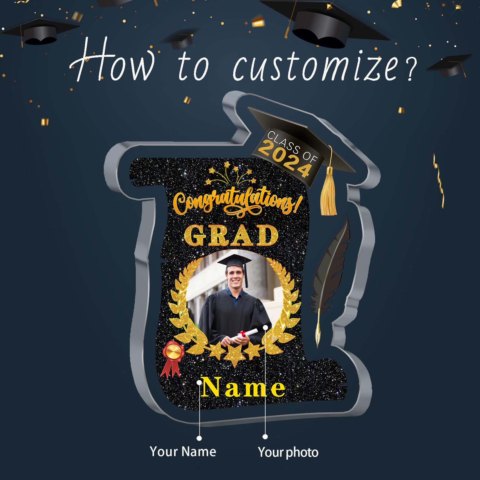 Snapklik.com : Discodes Personalized Graduation Gift Class Of 2024 Desk ...